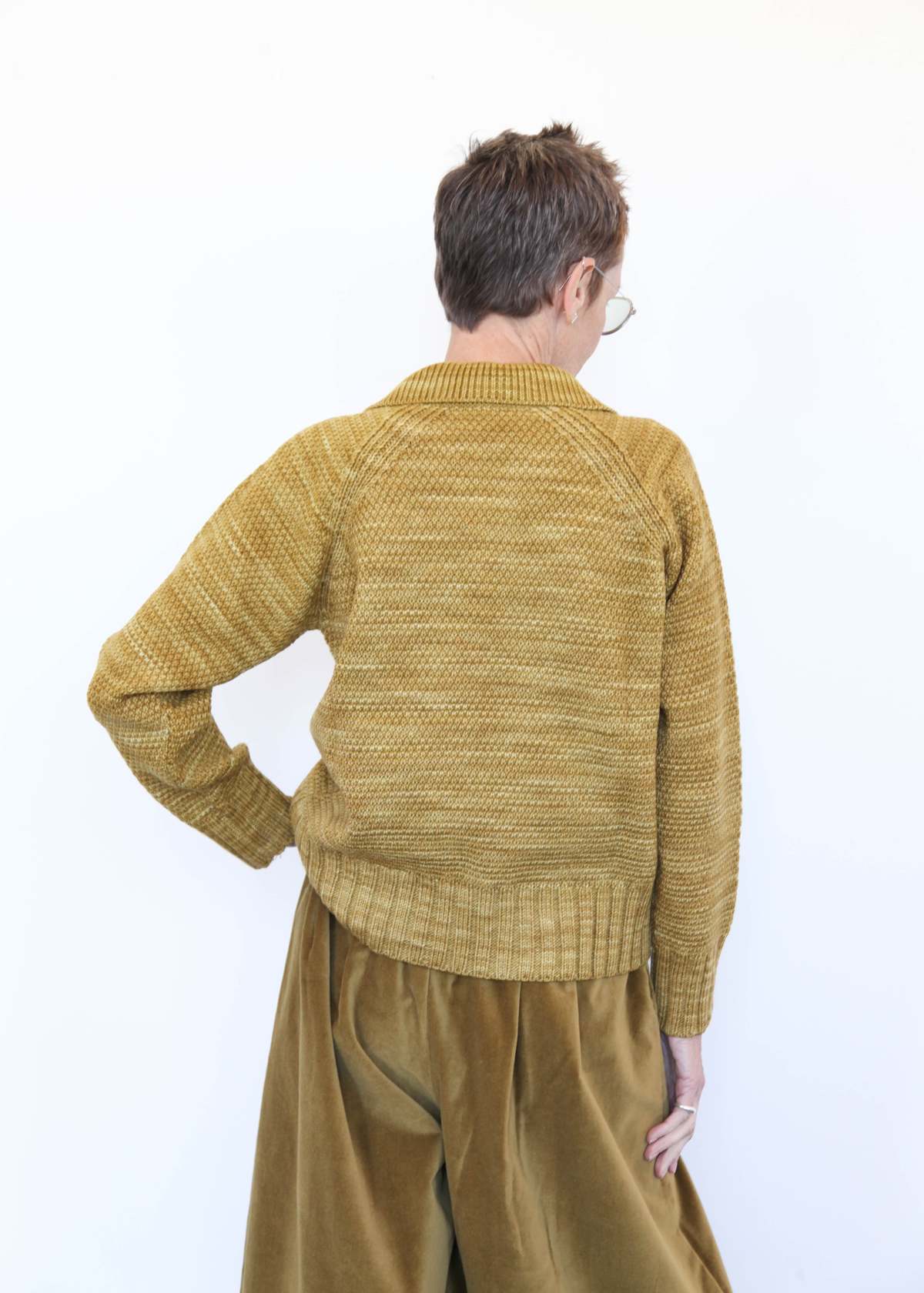 Mabo Evan Seed Stitch Collared Pullover - Olive | Garmentory