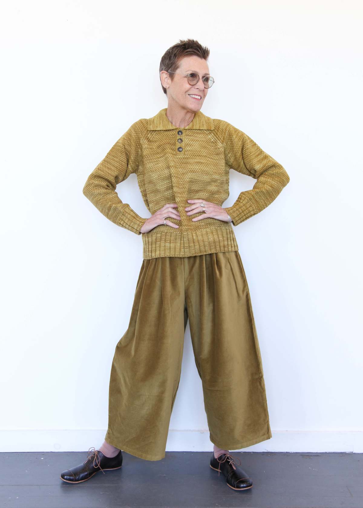 Mabo Evan Seed Stitch Collared Pullover - Olive | Garmentory