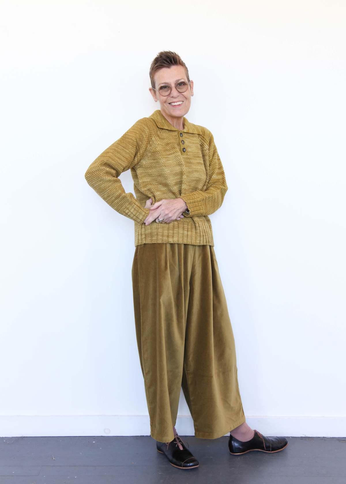 Mabo Evan Seed Stitch Collared Pullover - Olive | Garmentory