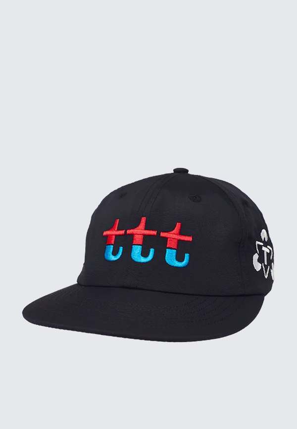 The Trilogy Tapes Red & Blue Split Cap - Black | Garmentory