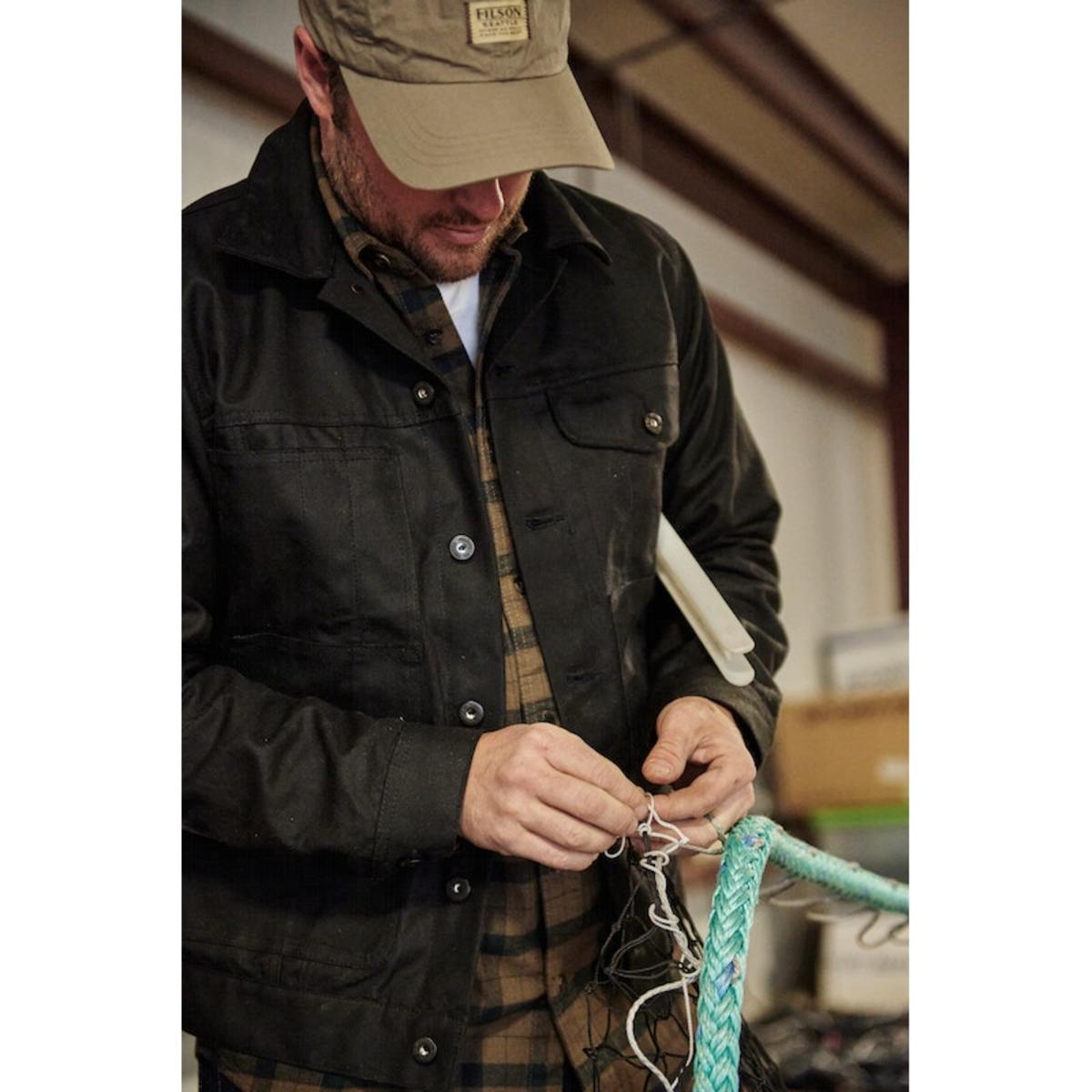 Filson Tin Cloth Short Lined Cruiser Jacket - Black | Garmentory