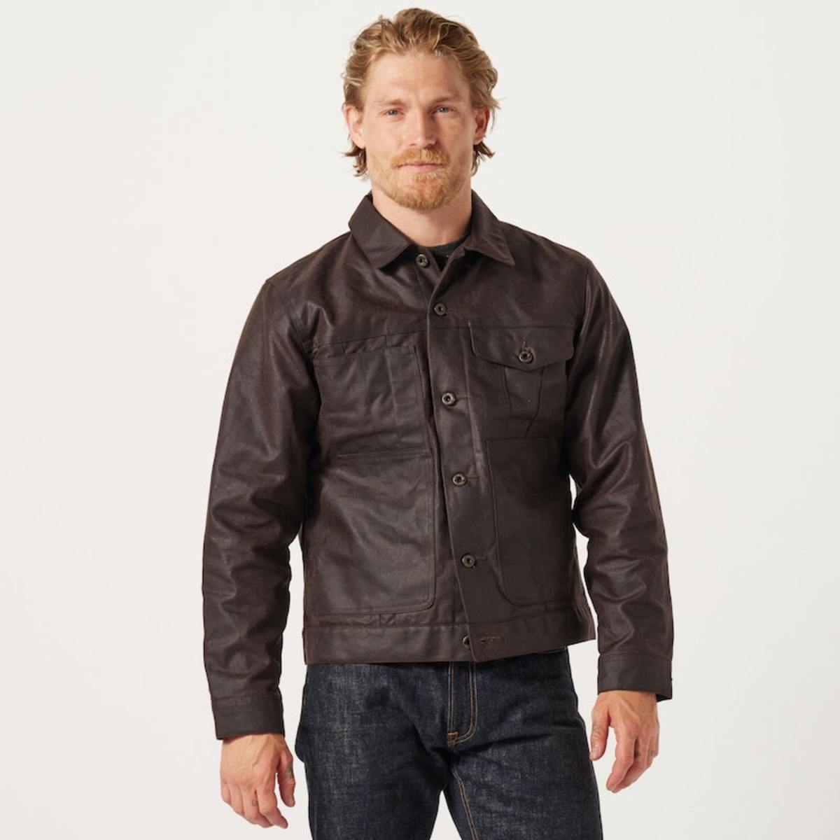 Filson Tin Cloth Short Lined Cruiser Jacket - Dark Brown | Garmentory