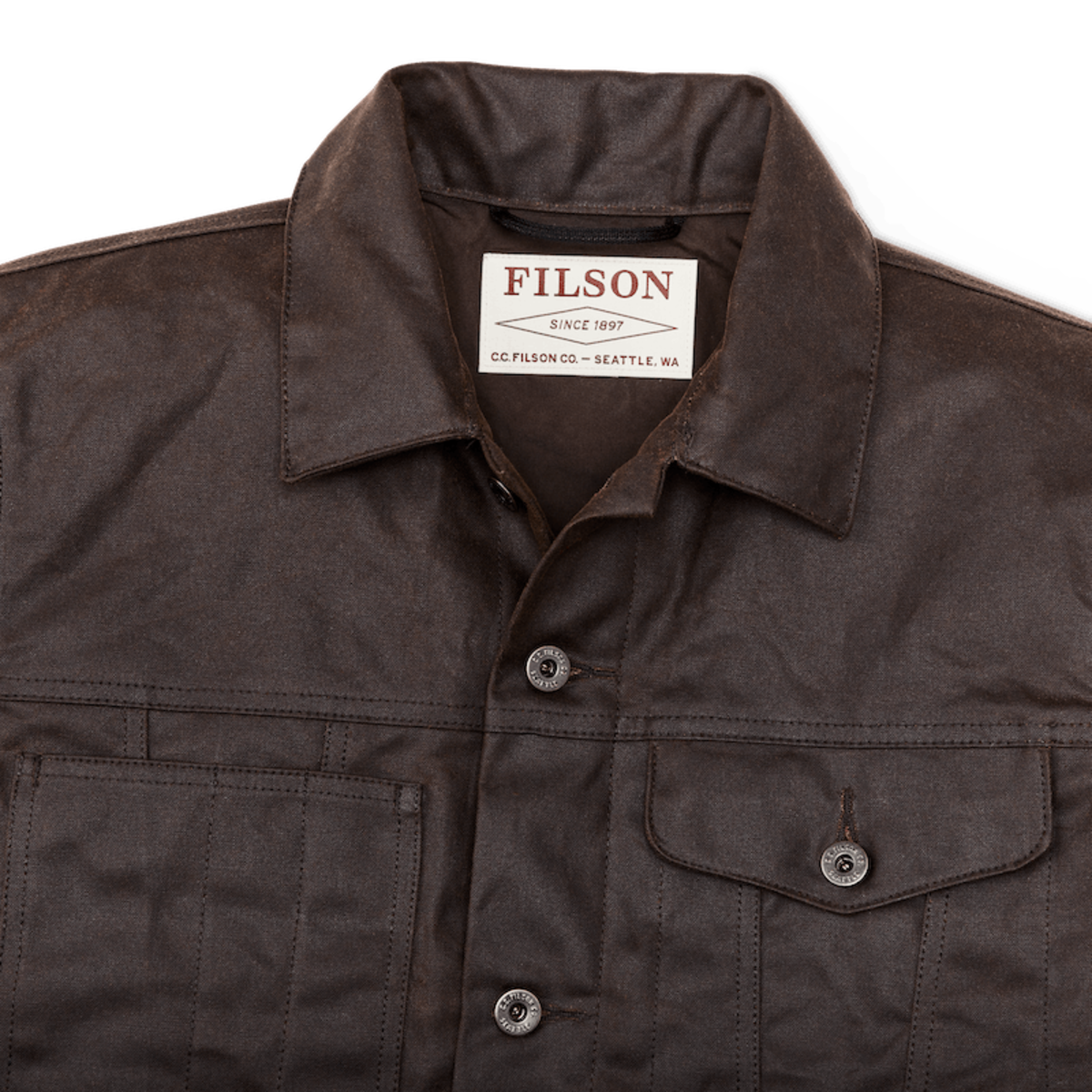 Filson Tin Cloth Short Lined Cruiser Jacket - Dark Brown | Garmentory
