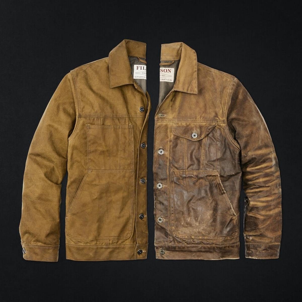 Filson Tin Cloth Short Lined Cruiser Jacket - Dark Tan | Garmentory