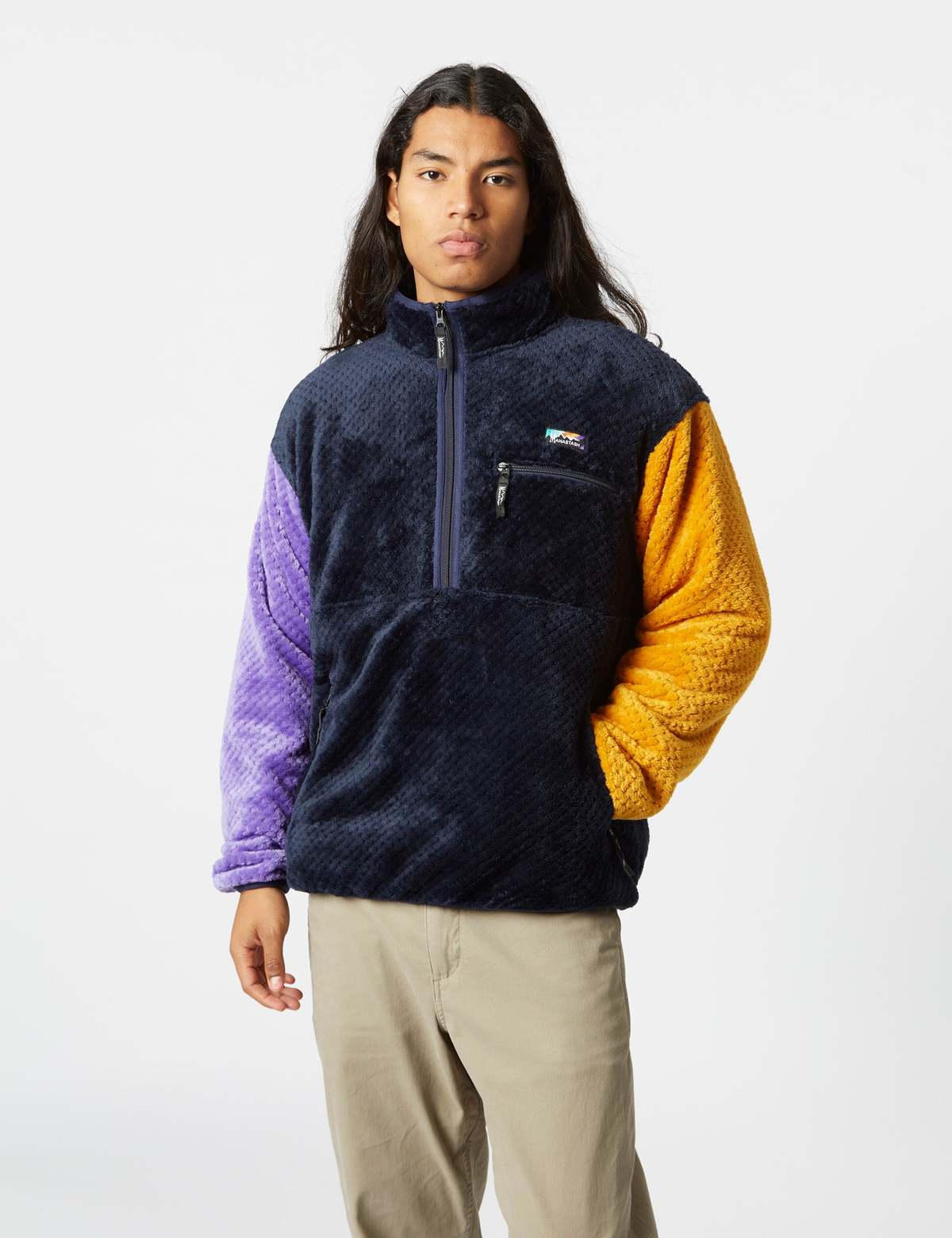 Manastash Poppy Thermal Fleece - Navy Blue/Multi Panel | Garmentory