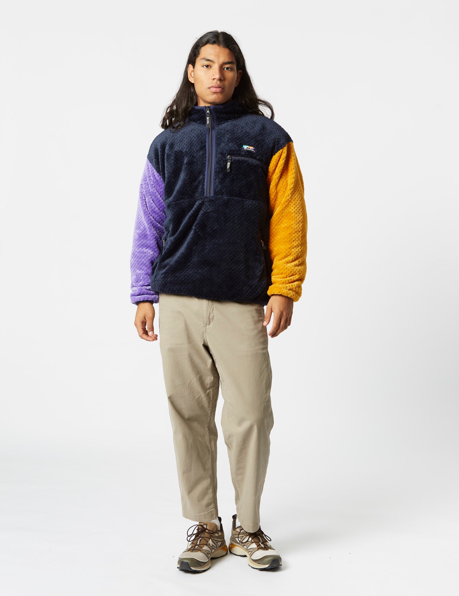 Manastash Poppy Thermal Fleece - Navy Blue/Multi Panel | Garmentory