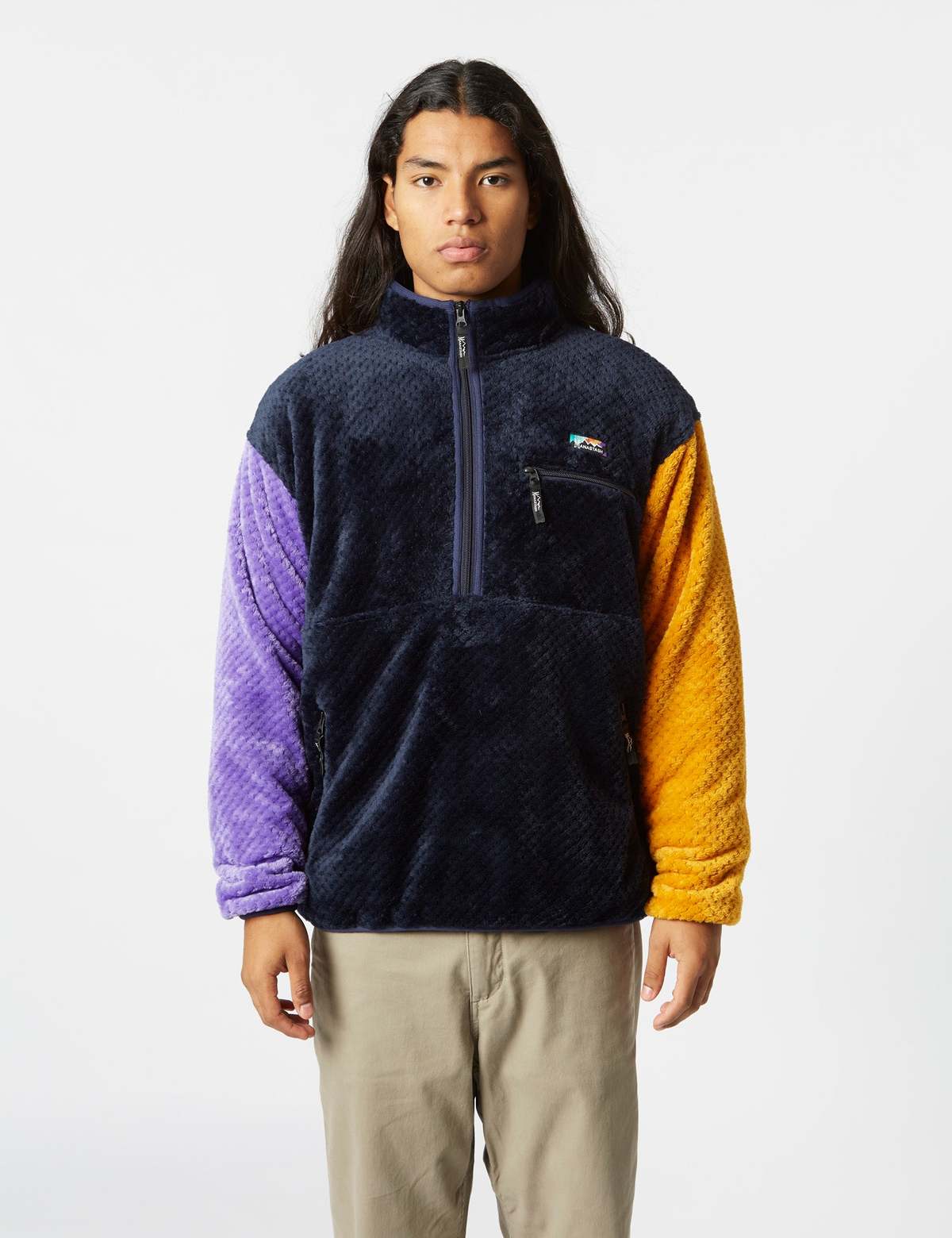 Manastash Poppy Thermal Fleece - Navy Blue/Multi Panel | Garmentory