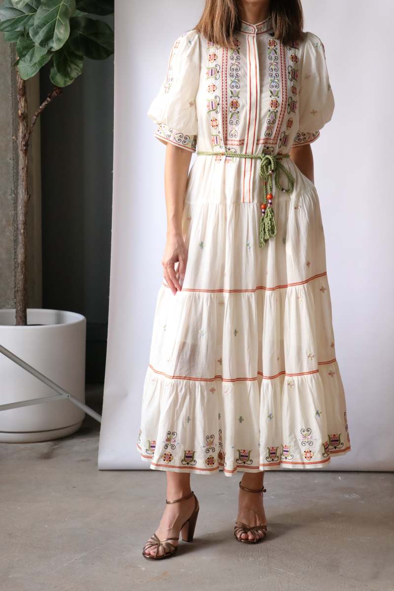 Almais Lovella Tiered Midi Dress - Ivory | Garmentory