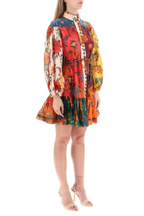 Zimmermann Mini Dress With Balloon Sleeves Multi Garmentory