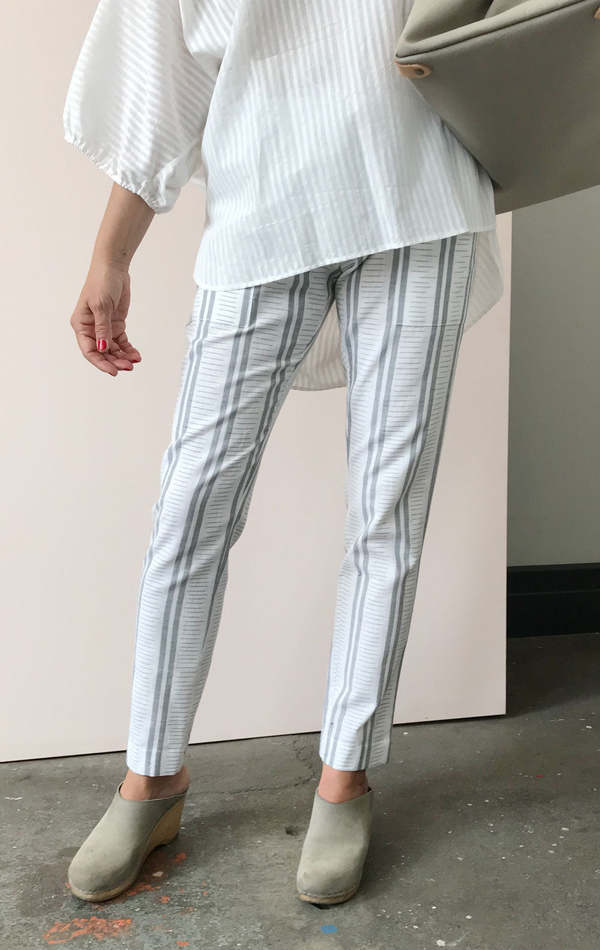 Two white with grey stripe pants | Garmentory