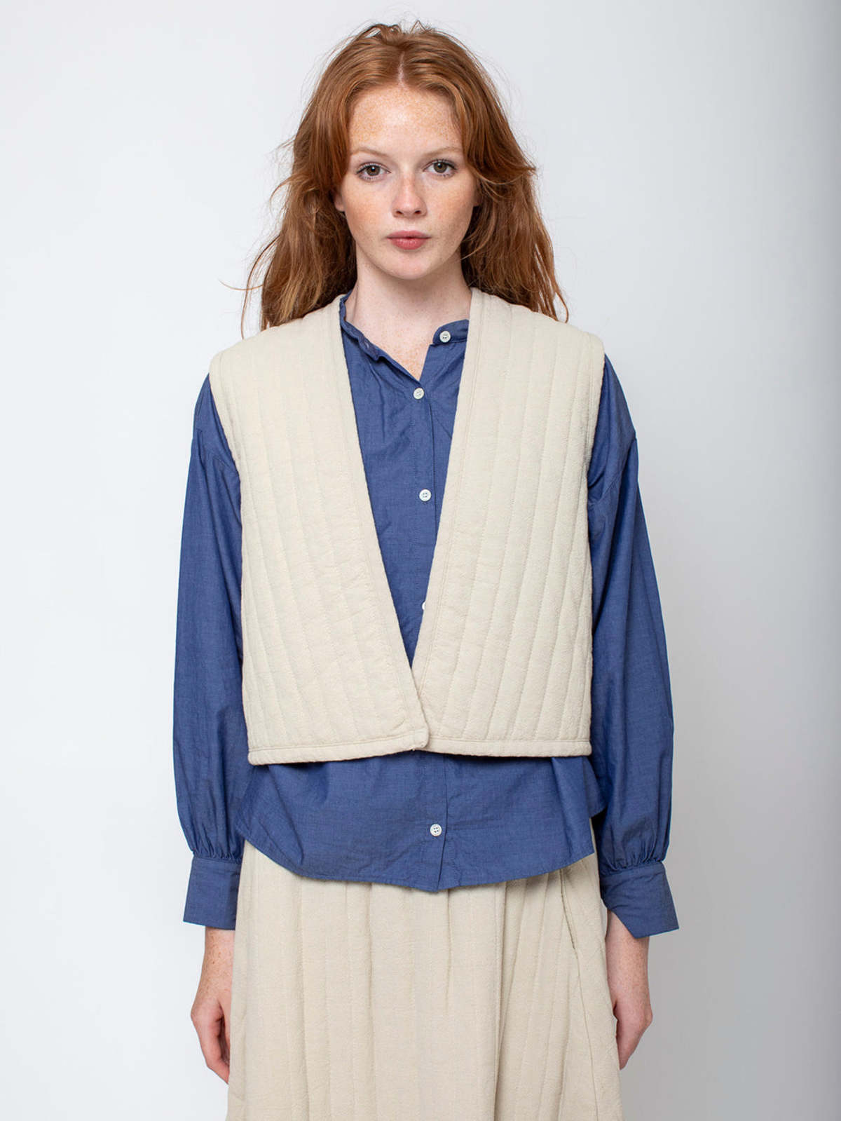 Black Crane Quilted Vest - Ivory | Garmentory