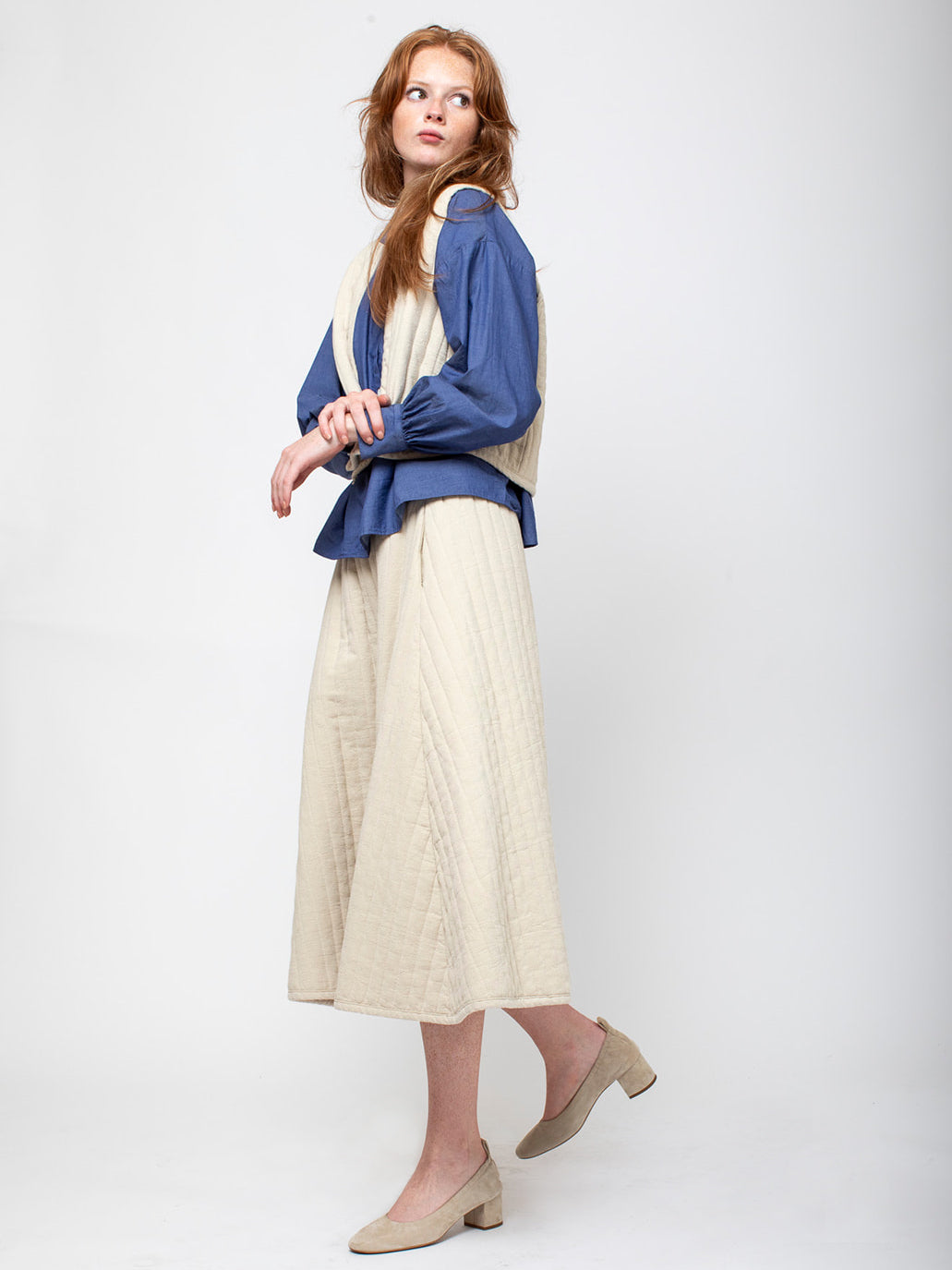 Black Crane Quilted Vest - Ivory | Garmentory