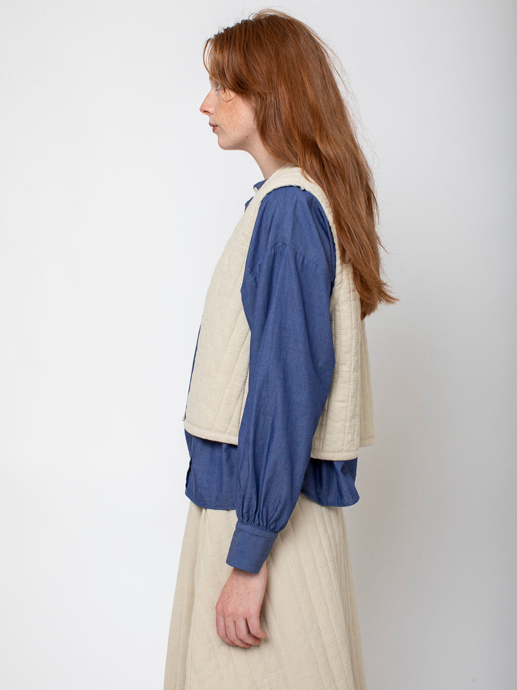 Black Crane Quilted Vest - Ivory | Garmentory