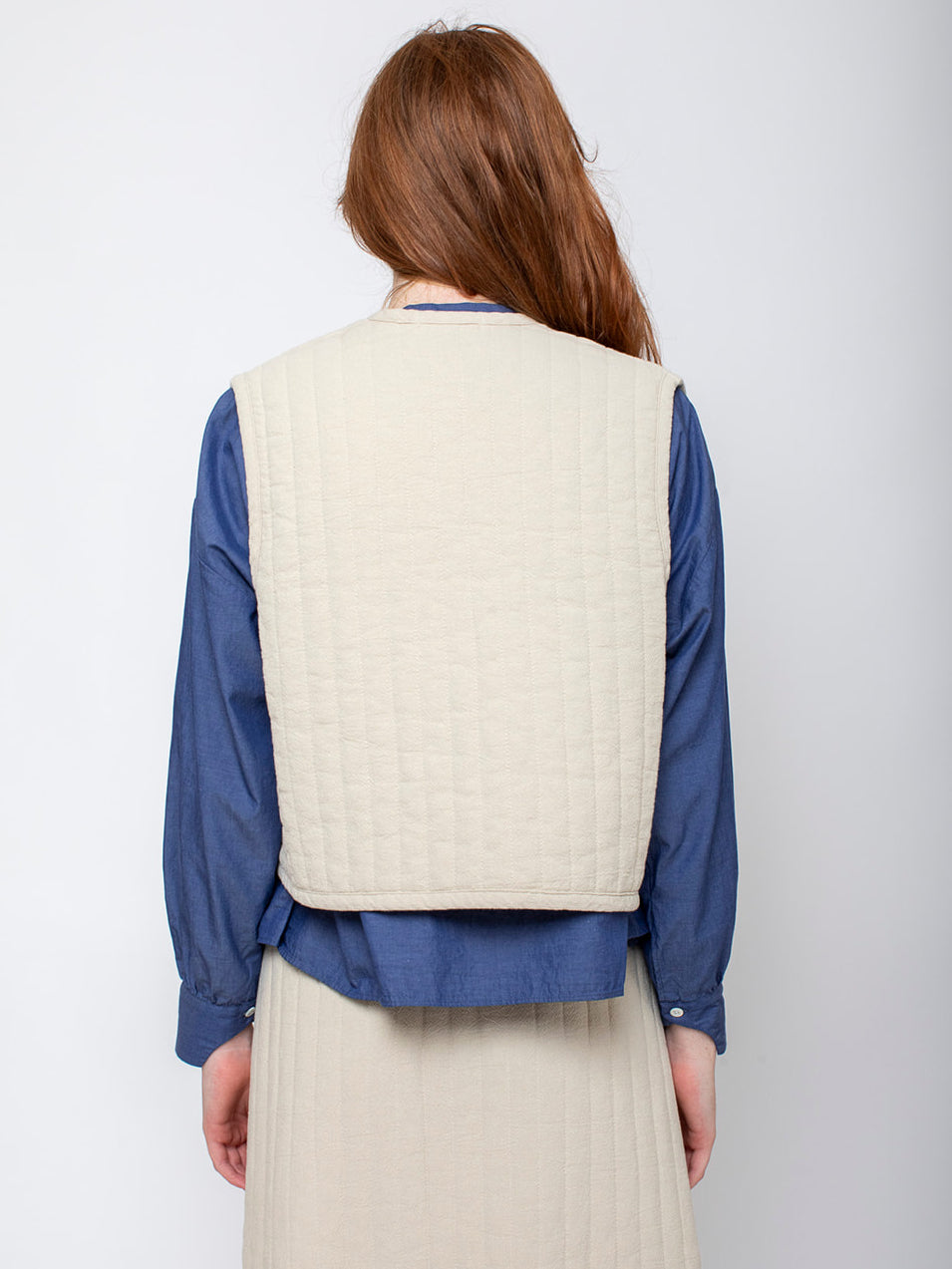 Black Crane Quilted Vest - Ivory | Garmentory