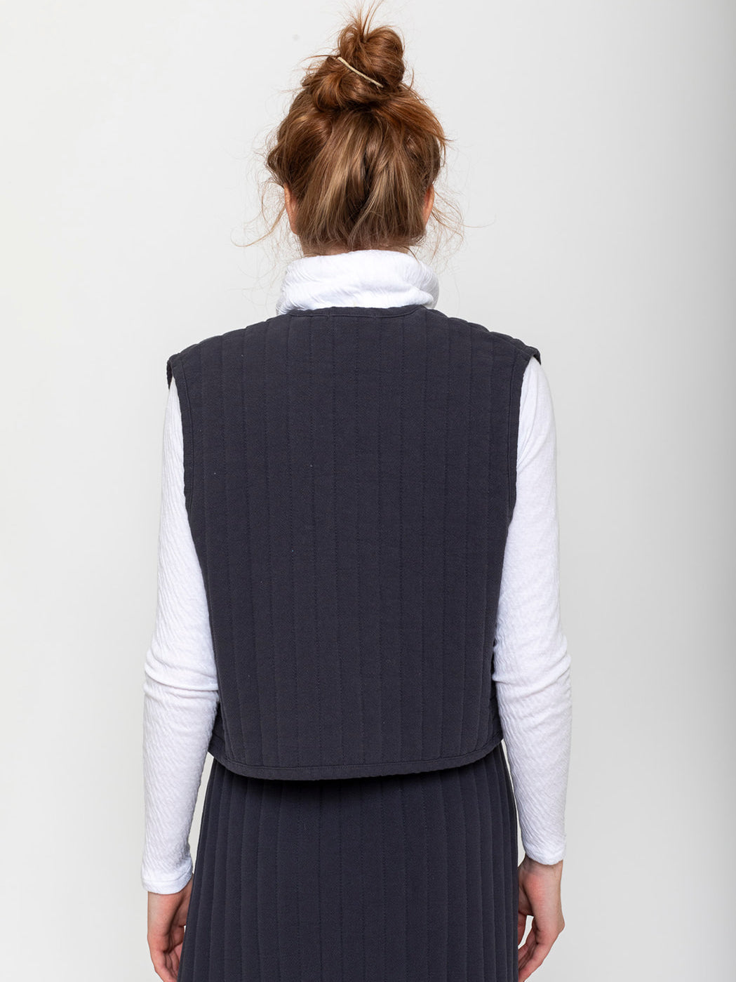 Black Crane Quilted Vest - Ivory | Garmentory