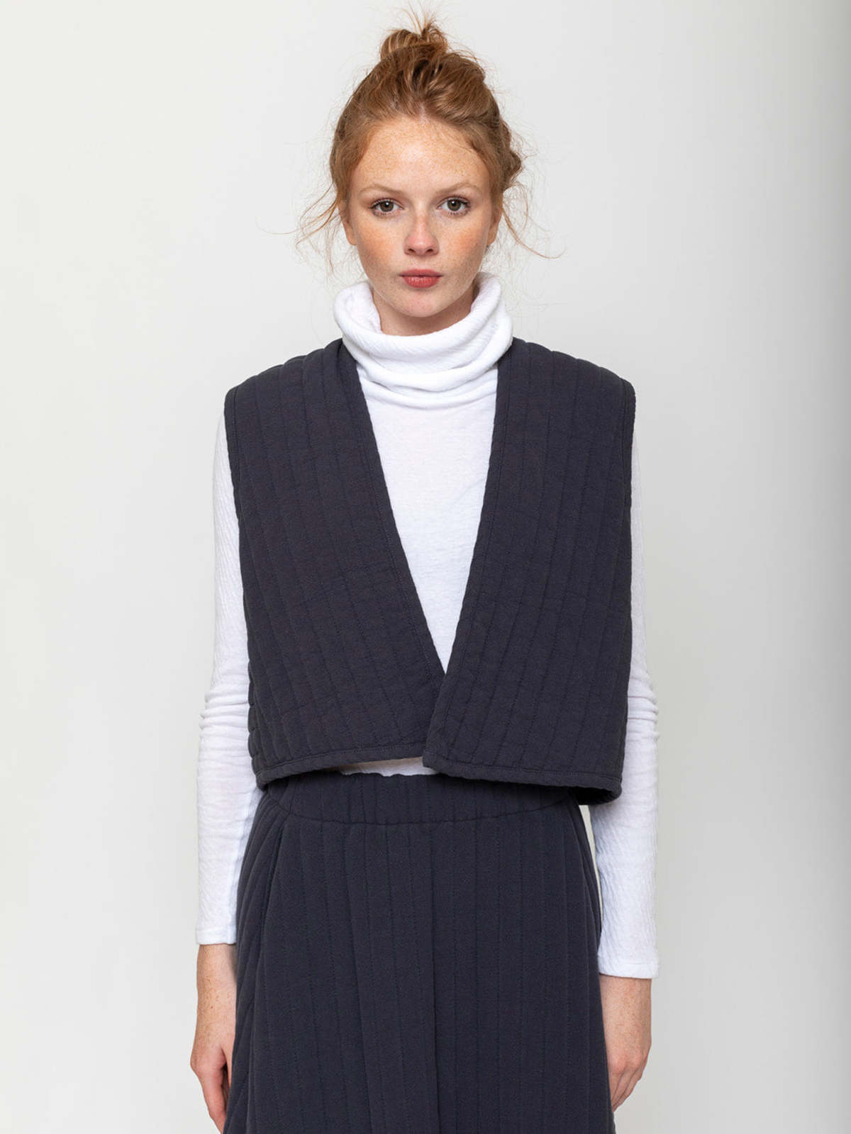 Black Crane Quilted Vest - Ivory | Garmentory