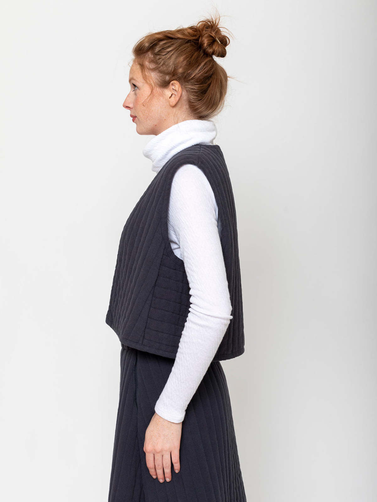 Black Crane Quilted Vest - Ivory | Garmentory