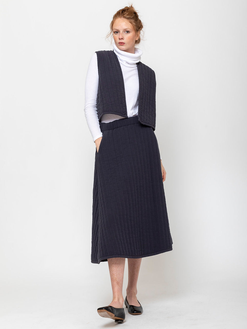 Black Crane Quilted Vest - Ivory | Garmentory