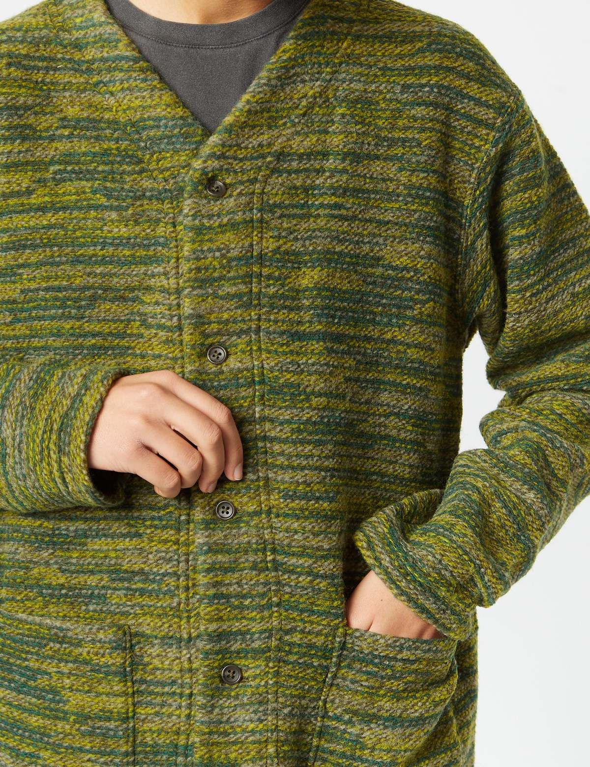 Engineered Garments Wool Knit Cardigan - Green | Garmentory