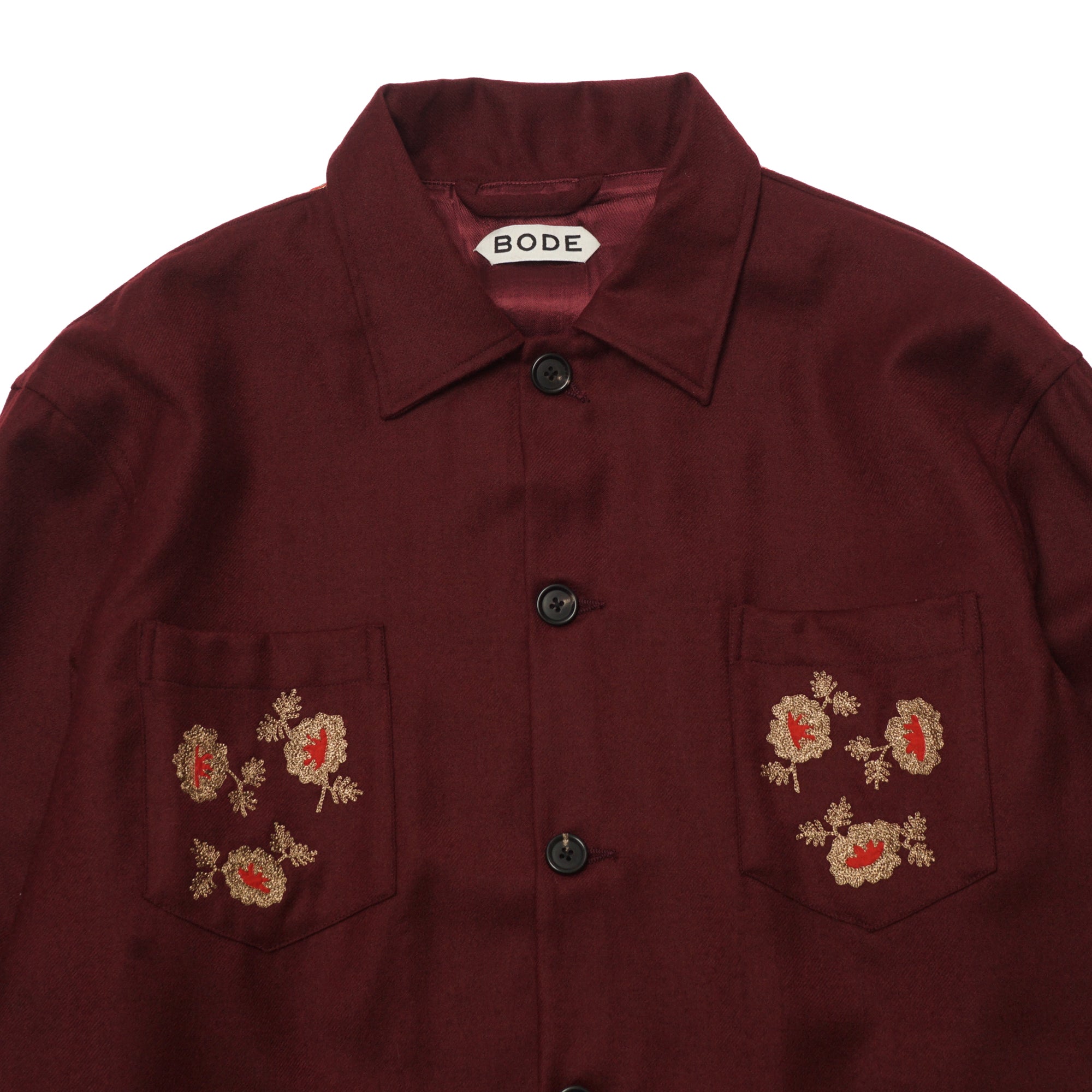 Bode Rococo Overshirt - Maroon Multi | Garmentory