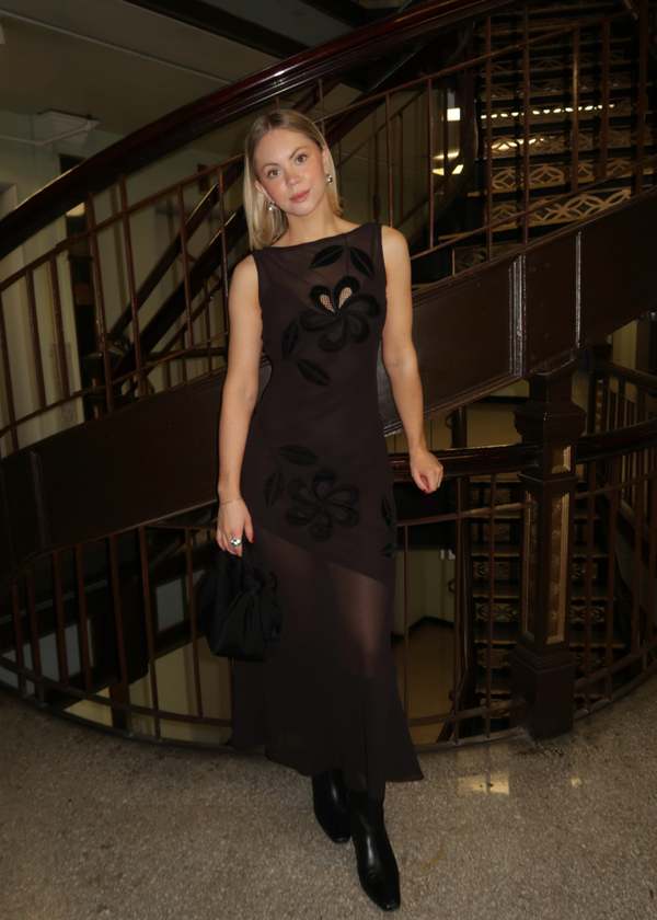 Another Girl Verena Rose Applique Dress - Black | Garmentory