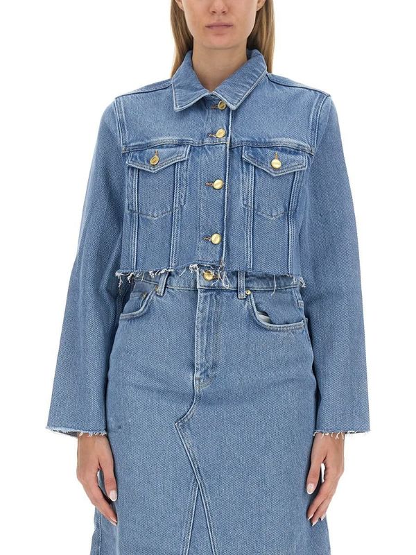 Ganni CROPPED FIT JACKET - Blue | Garmentory