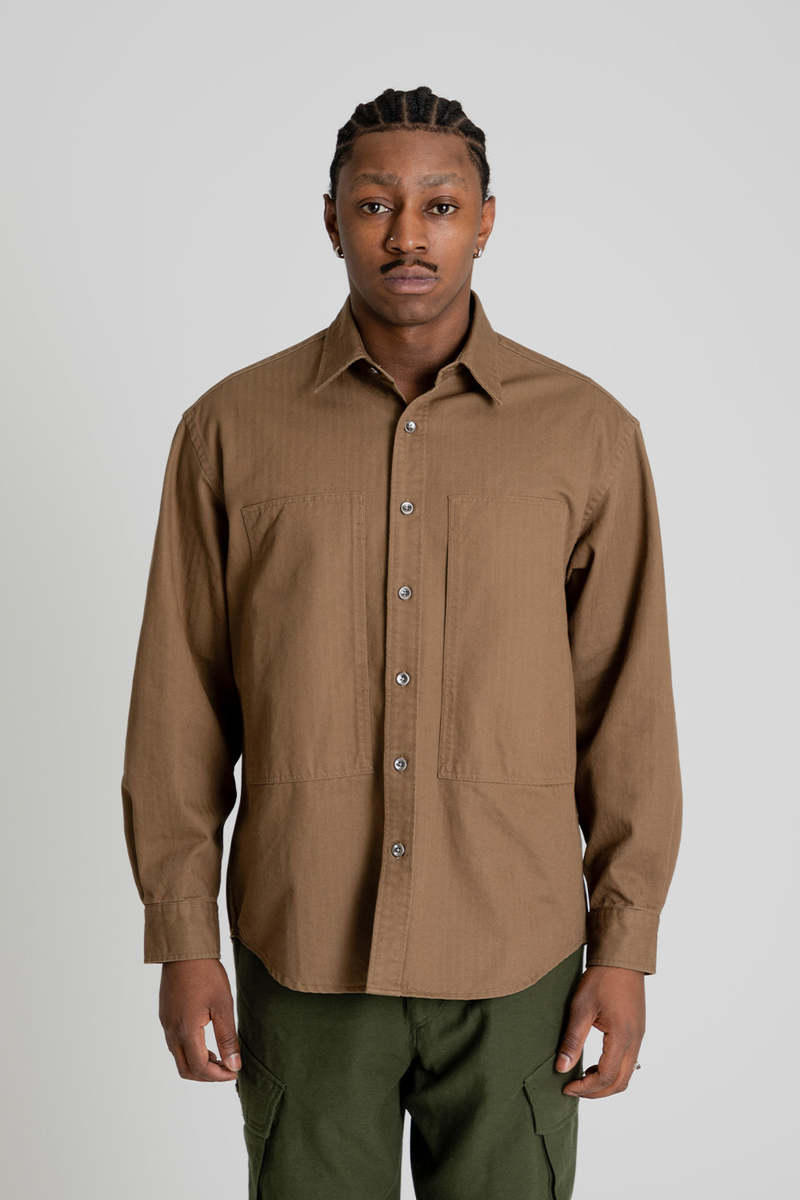 FRIZMWORKS HBT Carpenter Pocket Work Shirt - Mocha | Garmentory