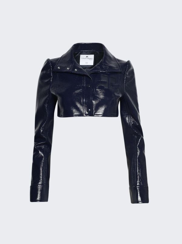 Courrèges Vinyl Iconic Crop Jacket - Ink Black | Garmentory