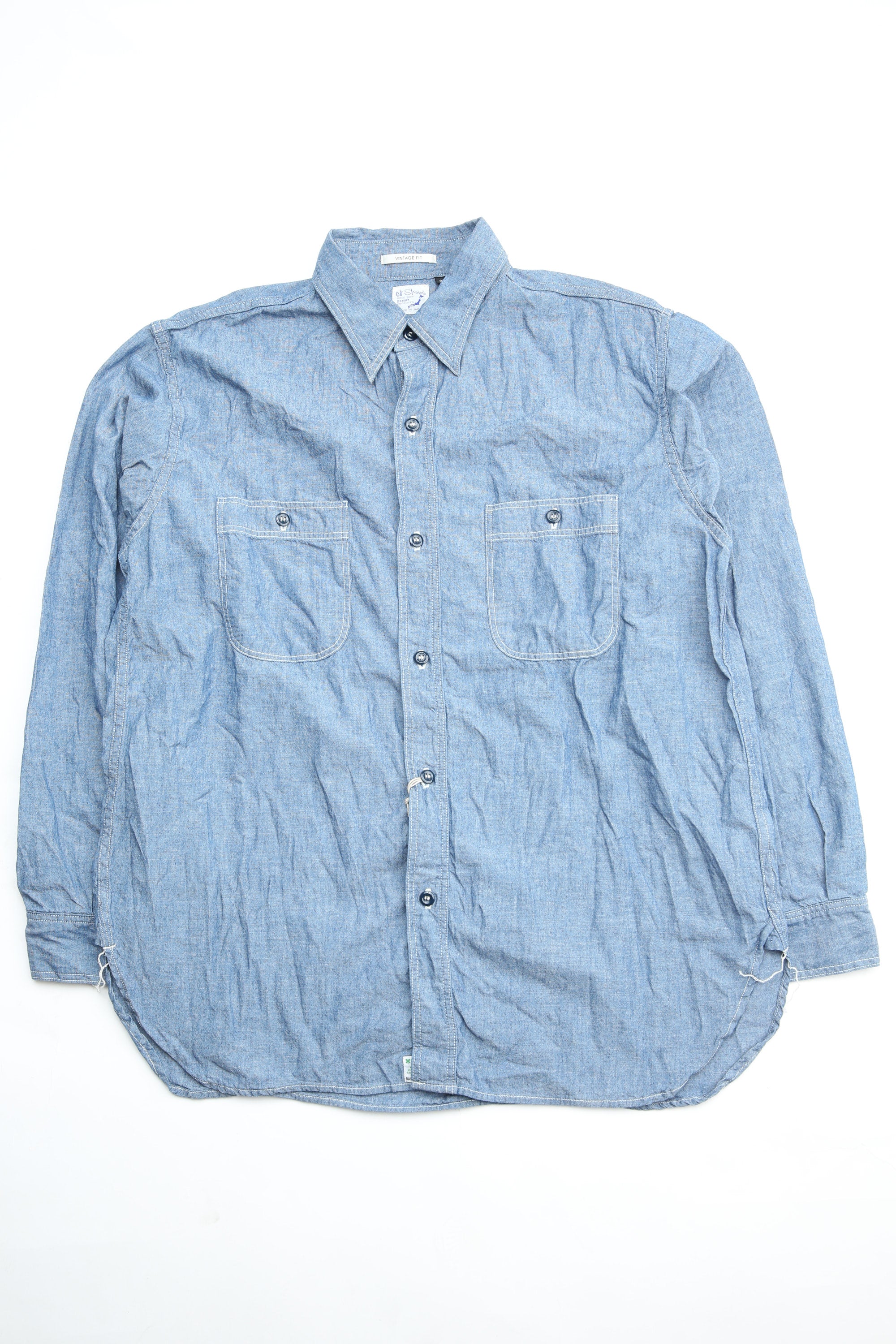 Orslow Vintage Fit Chambray Work Shirt - Chambray | Garmentory