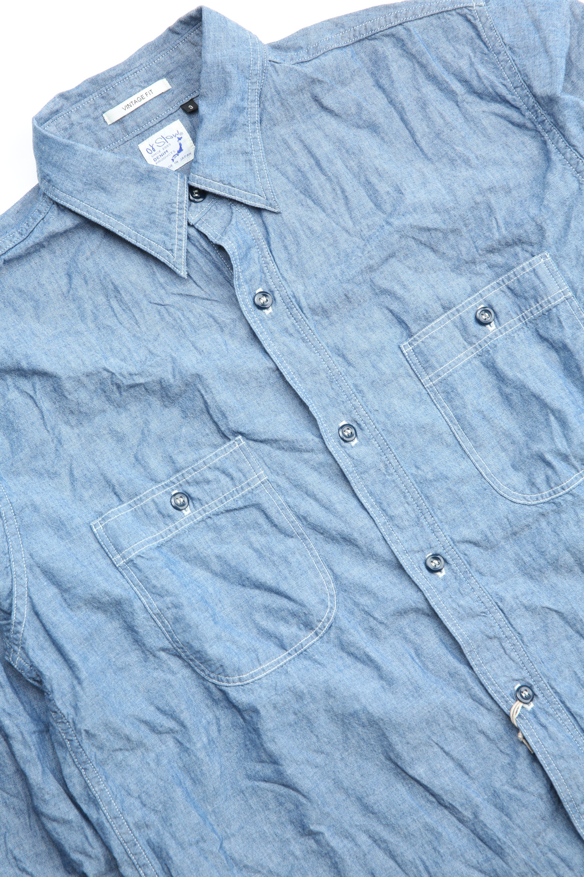 Orslow Vintage Fit Chambray Work Shirt - Chambray | Garmentory