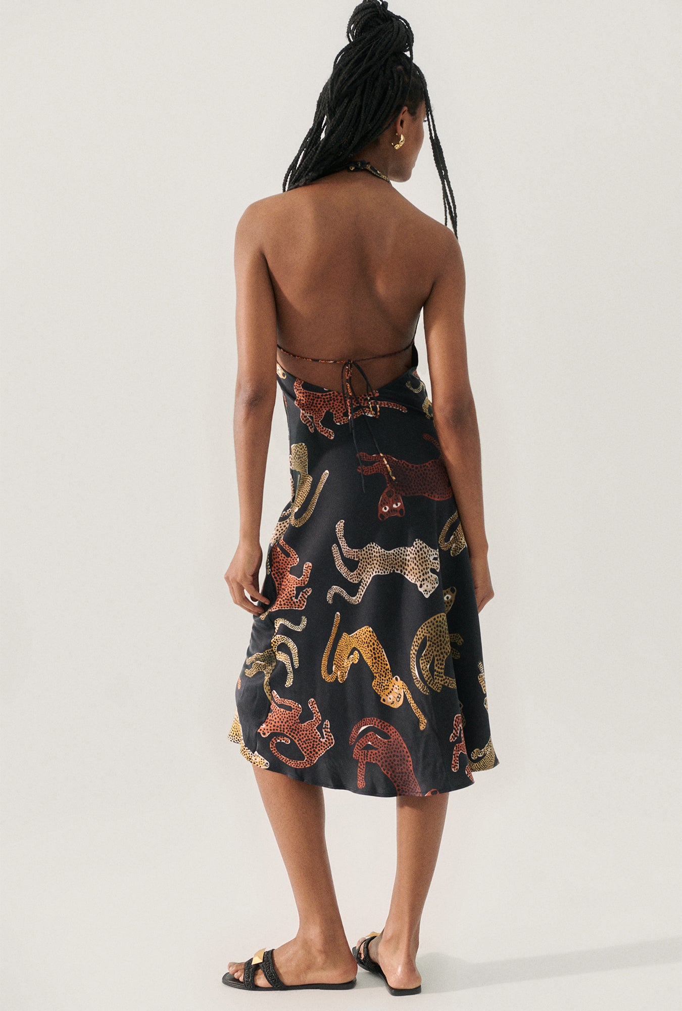 Silk Laundry HALTER DRESS - JAGUARS BLACK | Garmentory