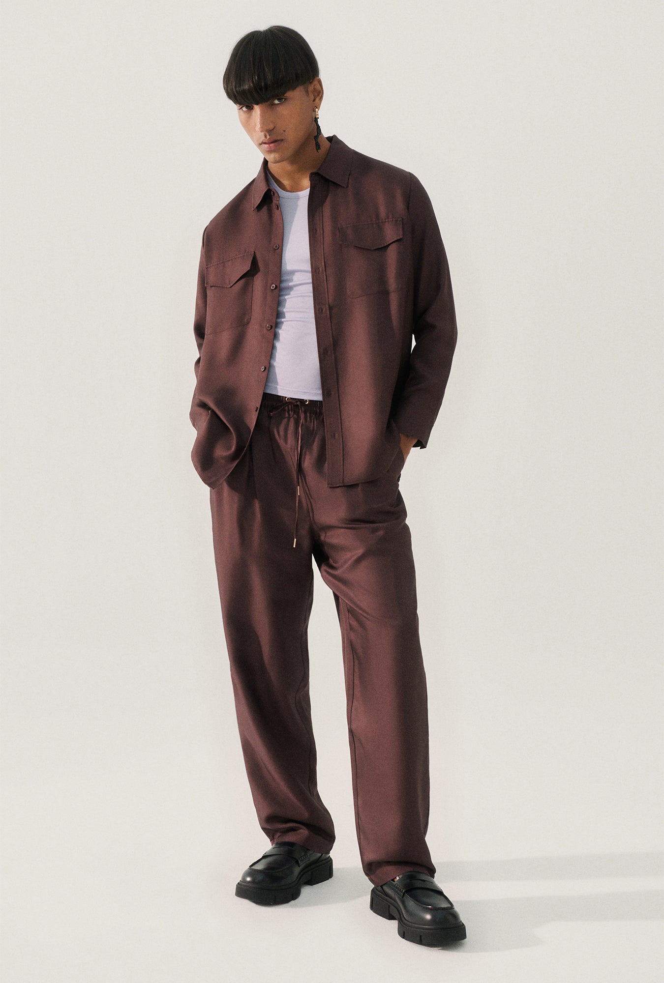Silk Laundry Twill Slouch Pants - Cacao | Garmentory