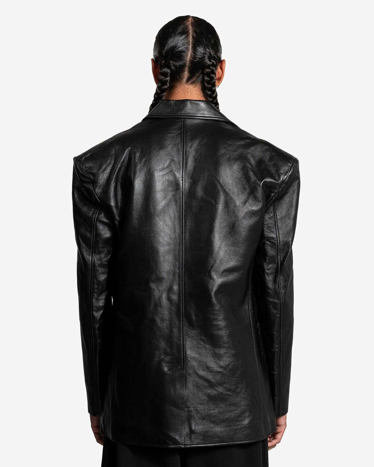 LU'U DAN Oversized Tailored Leather Suit Jacket - Black | Garmentory