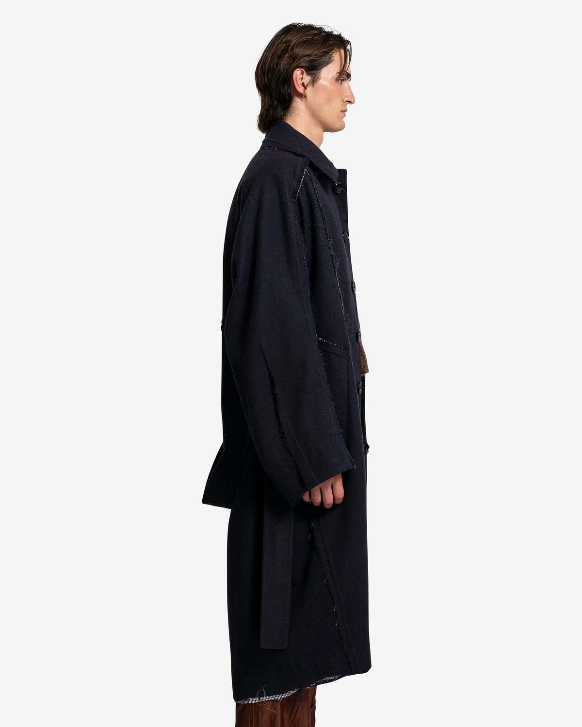 Edward Cuming Raw-Edge Turtle Coat - Navy Blue | Garmentory