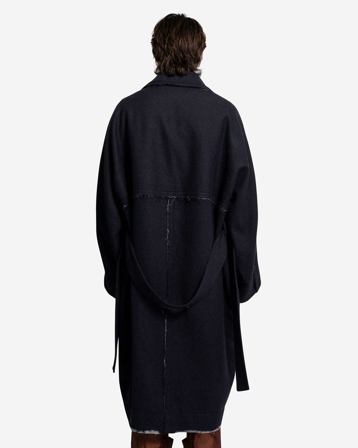Edward Cuming Raw-Edge Turtle Coat - Navy Blue | Garmentory