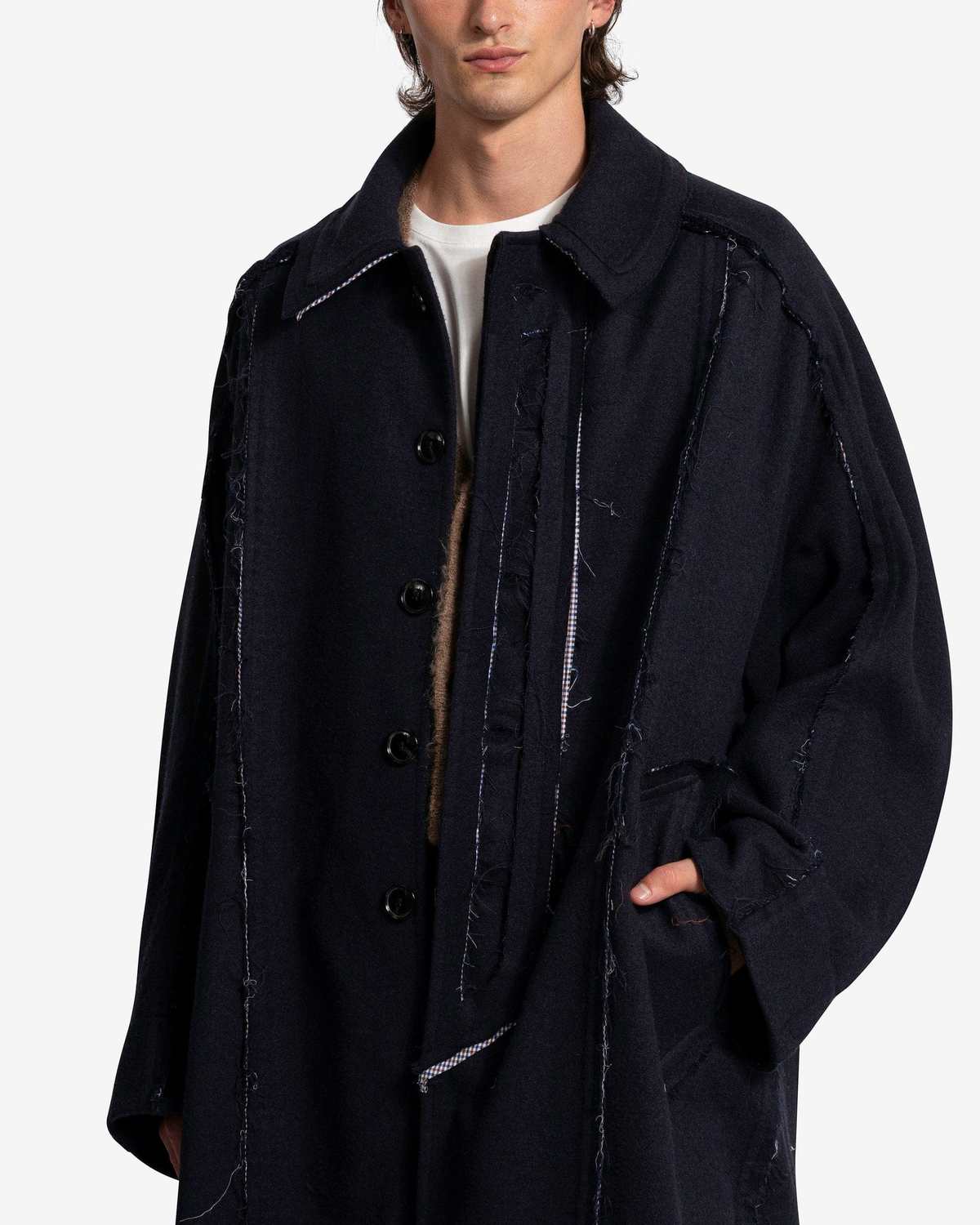 Edward Cuming Raw-Edge Turtle Coat - Navy Blue | Garmentory