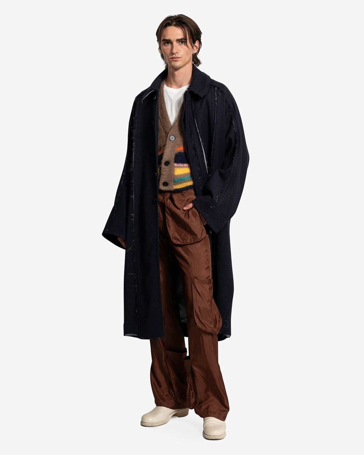 Edward Cuming Raw-Edge Turtle Coat - Navy Blue | Garmentory