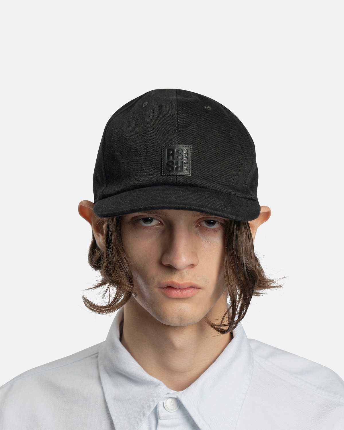 RAF SIMONS Small Leather Patch Hat - Black | Garmentory