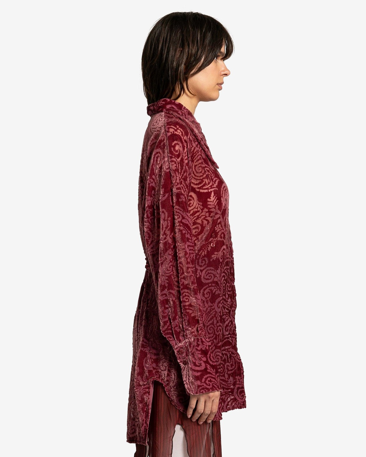 Avavav Velvet Shirt Dress - Wine | Garmentory