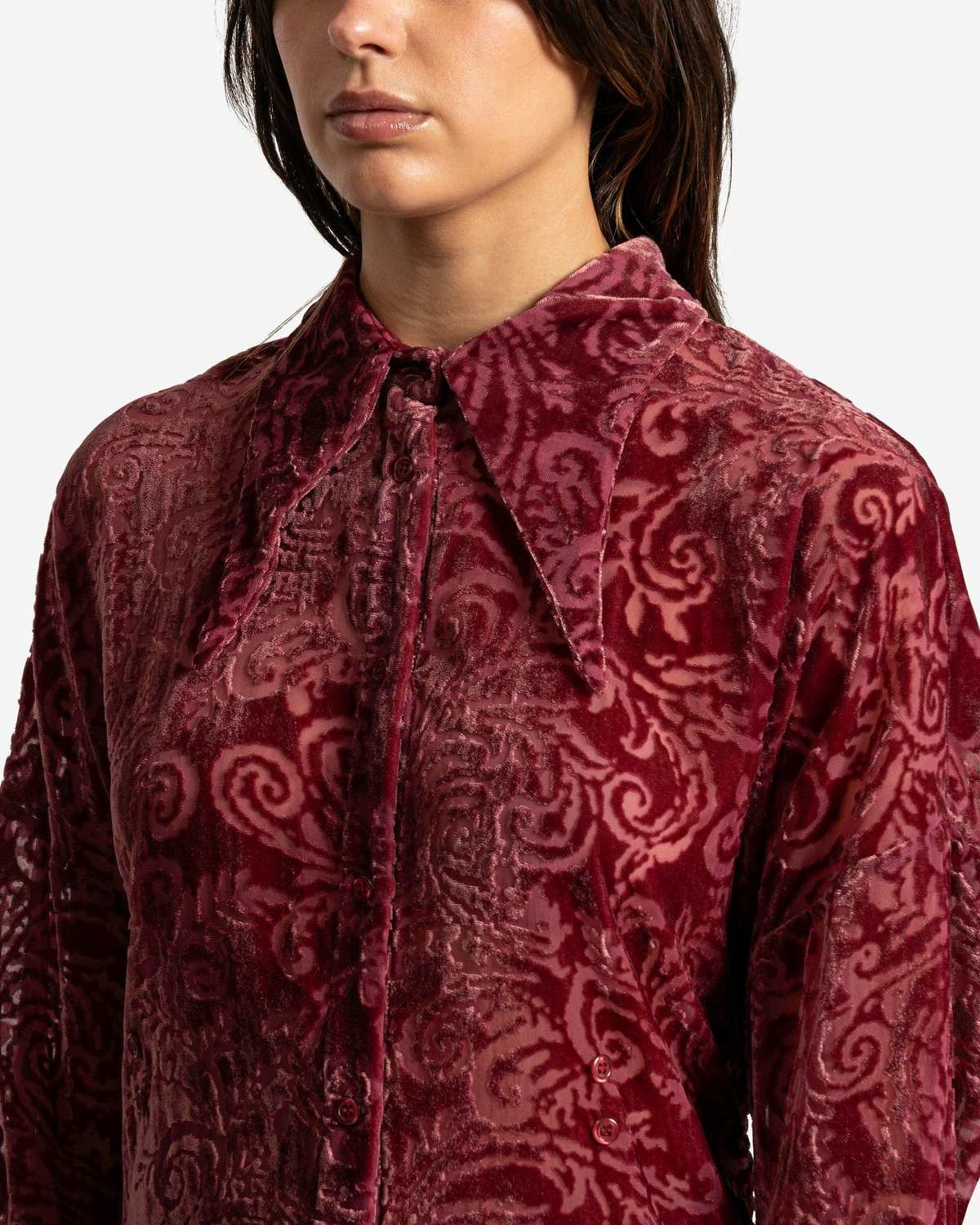 Avavav Velvet Shirt Dress - Wine | Garmentory