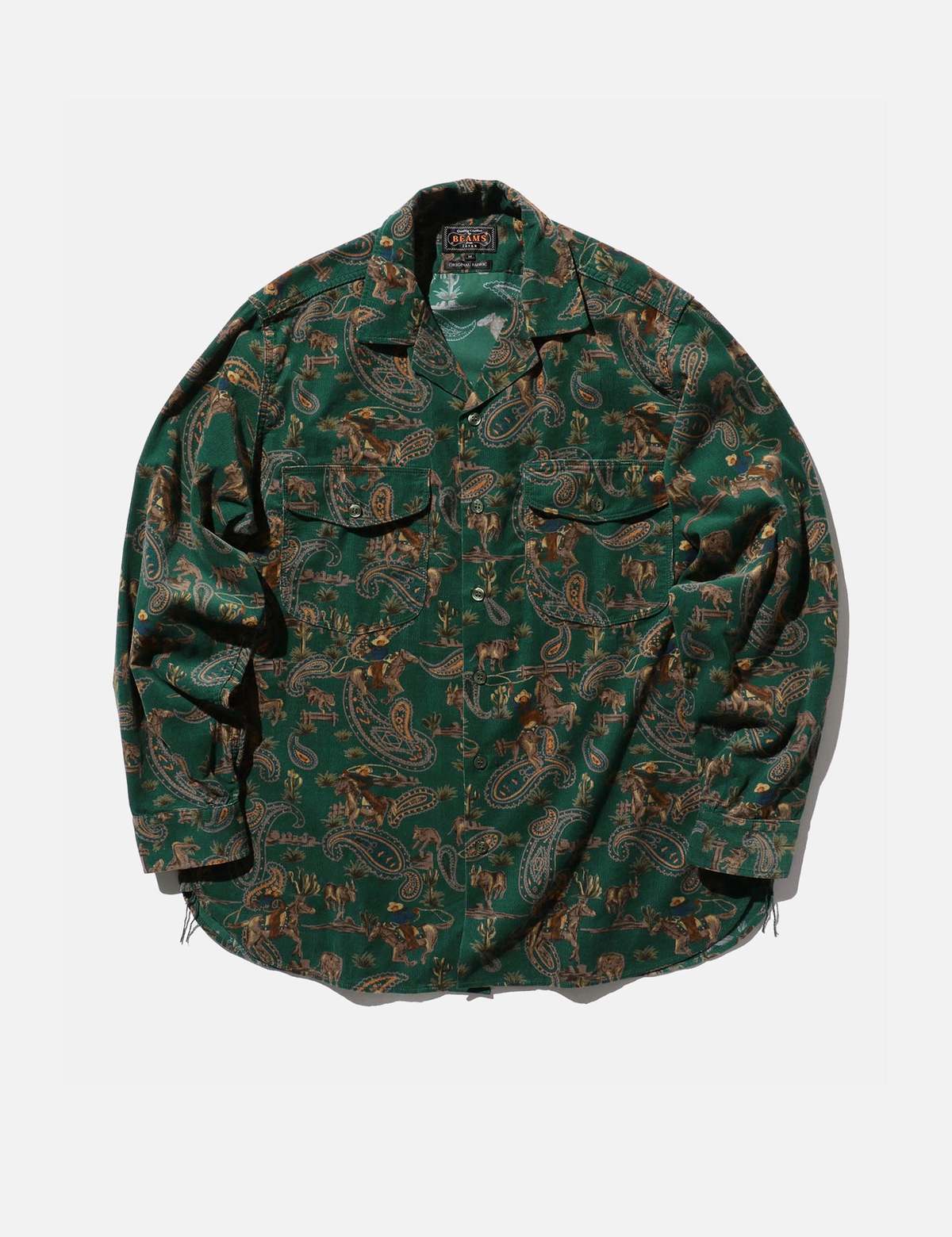 Beams Plus Work Shirt - Cowboy Print/Green | Garmentory