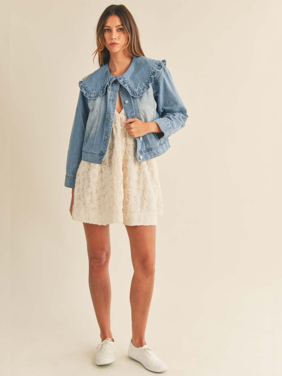 Mable Serenity Peter Pan Collar Jacket - Denim | Garmentory