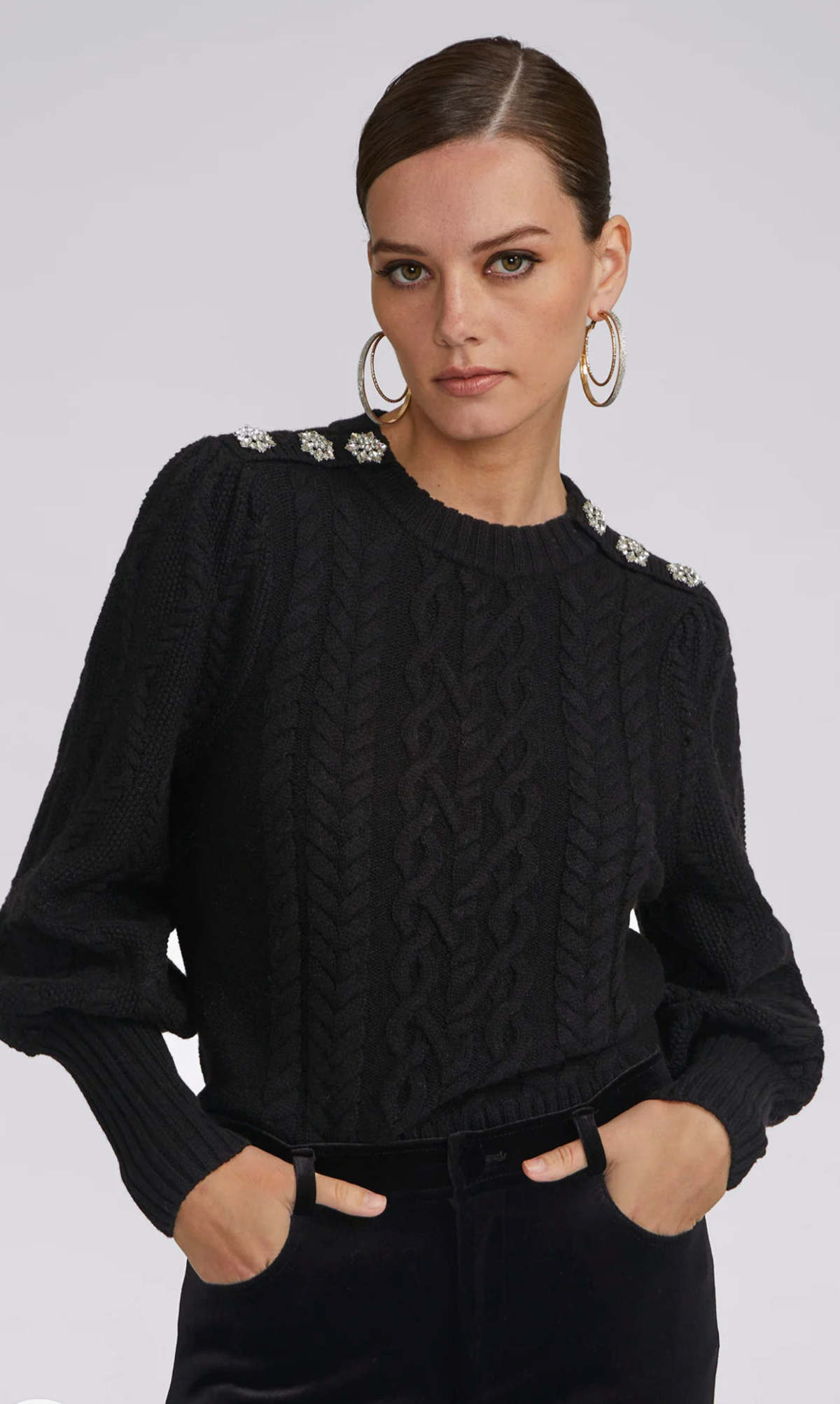 Generation Love Rylan Cable Button Sweater - Black | Garmentory