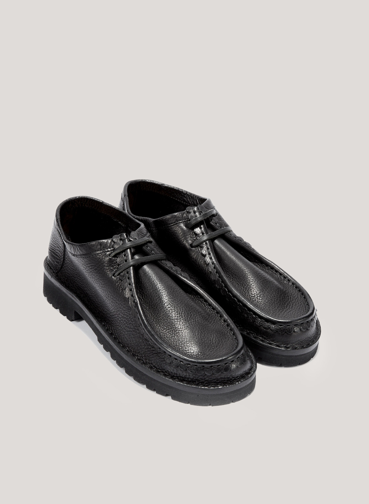 Fracap x YMC Mens Leather Onda Shoes - Black | Garmentory