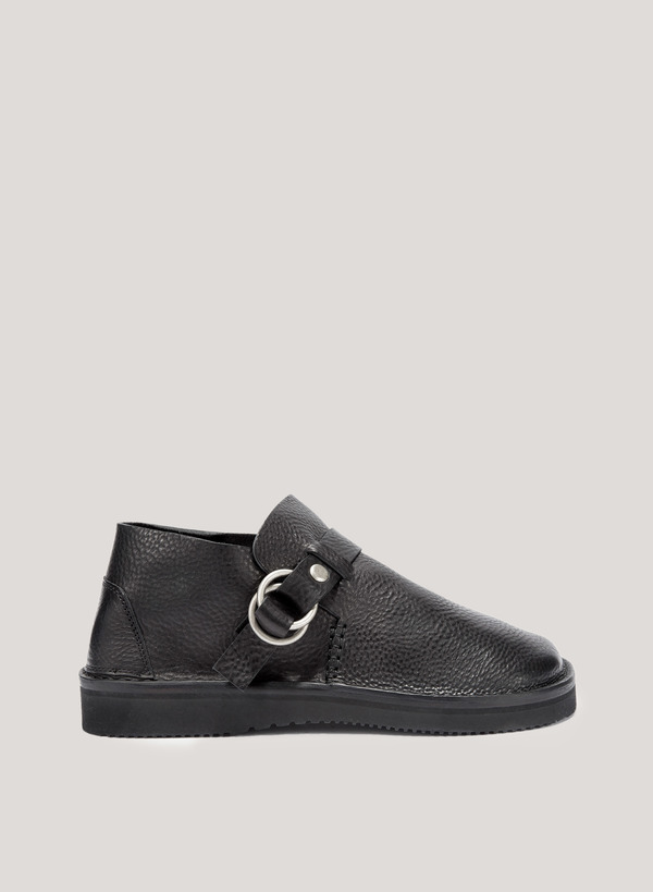 Fracap x YMC Men's Leather Buckle Boots - Black | Garmentory