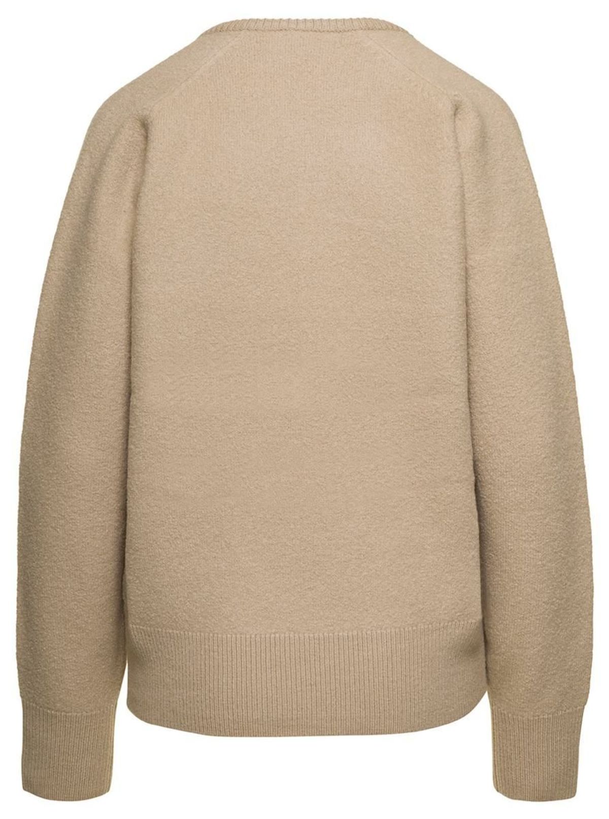 Beige Sweater with V Neckline in Wool Woman | Garmentory
