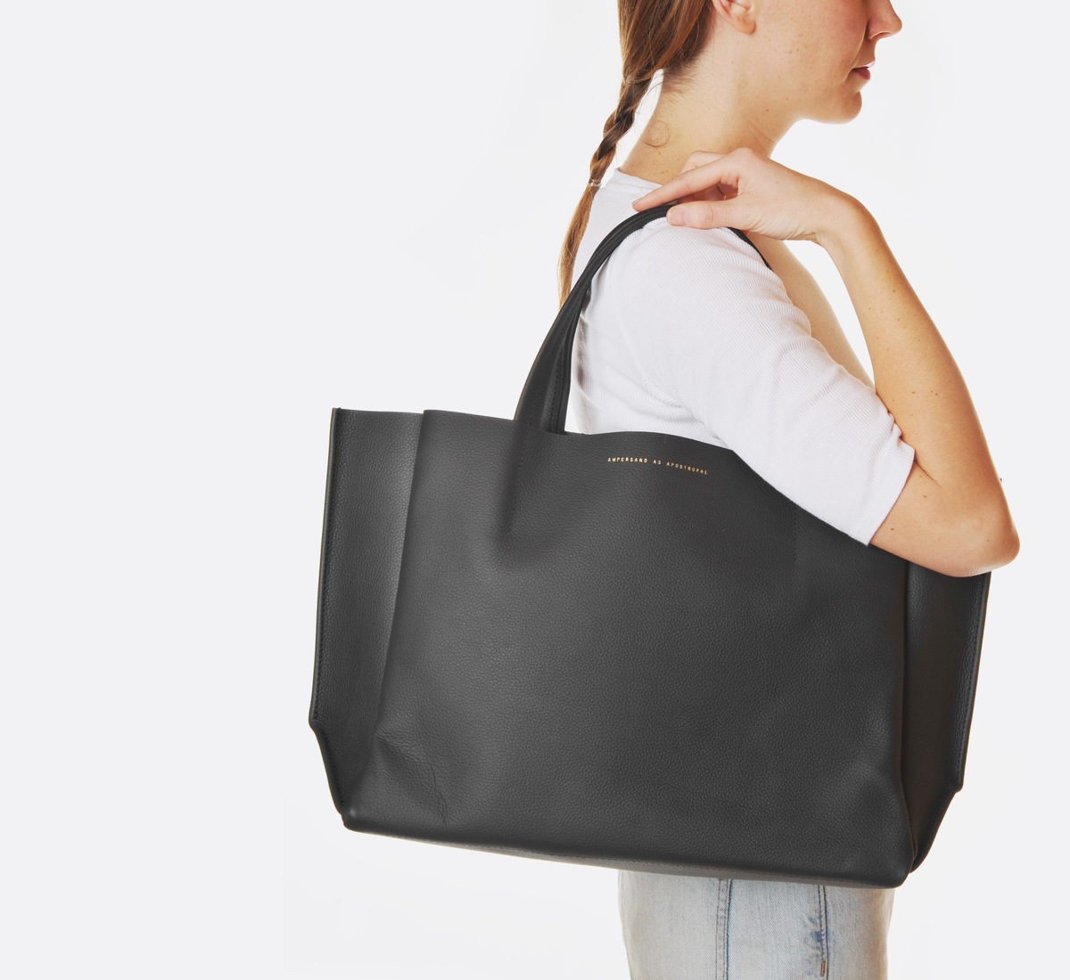 Ampersand as Apostrophe Soft Sideways Tote - Black | Garmentory