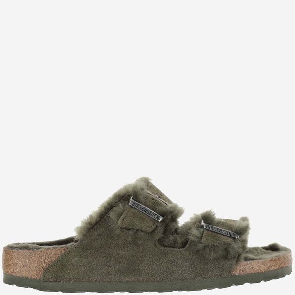 BIRKENSTOCK ARIZONA LAMB FUR AND SUEDE SANDALS | Garmentory