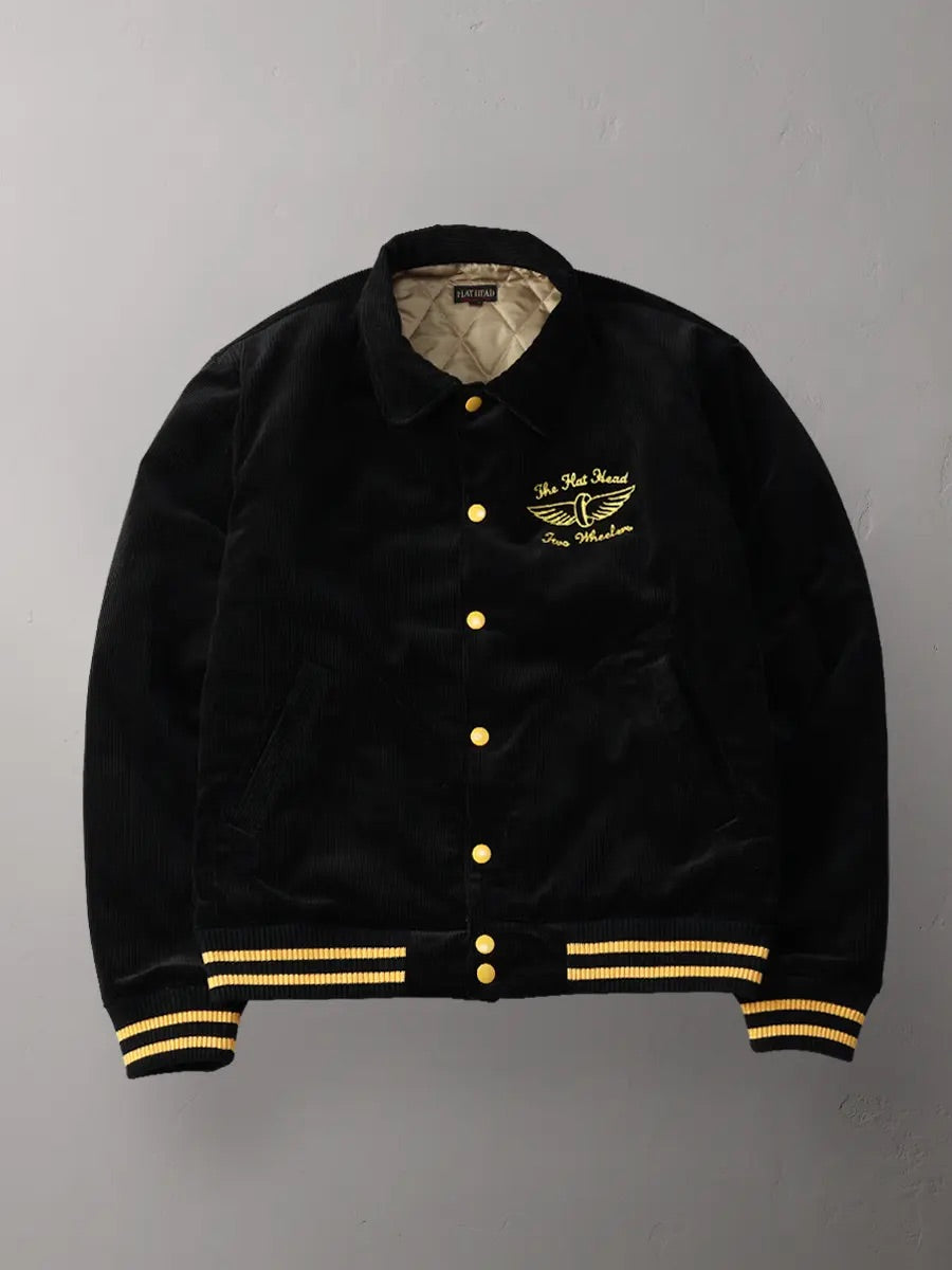 The Flat Head Corduroy Varsity Jacket - Black | Garmentory