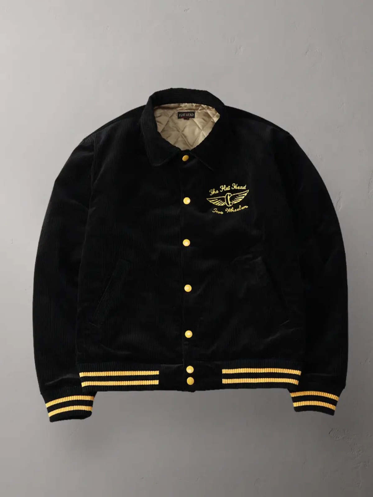 The Flat Head Corduroy Varsity Jacket - Black | Garmentory